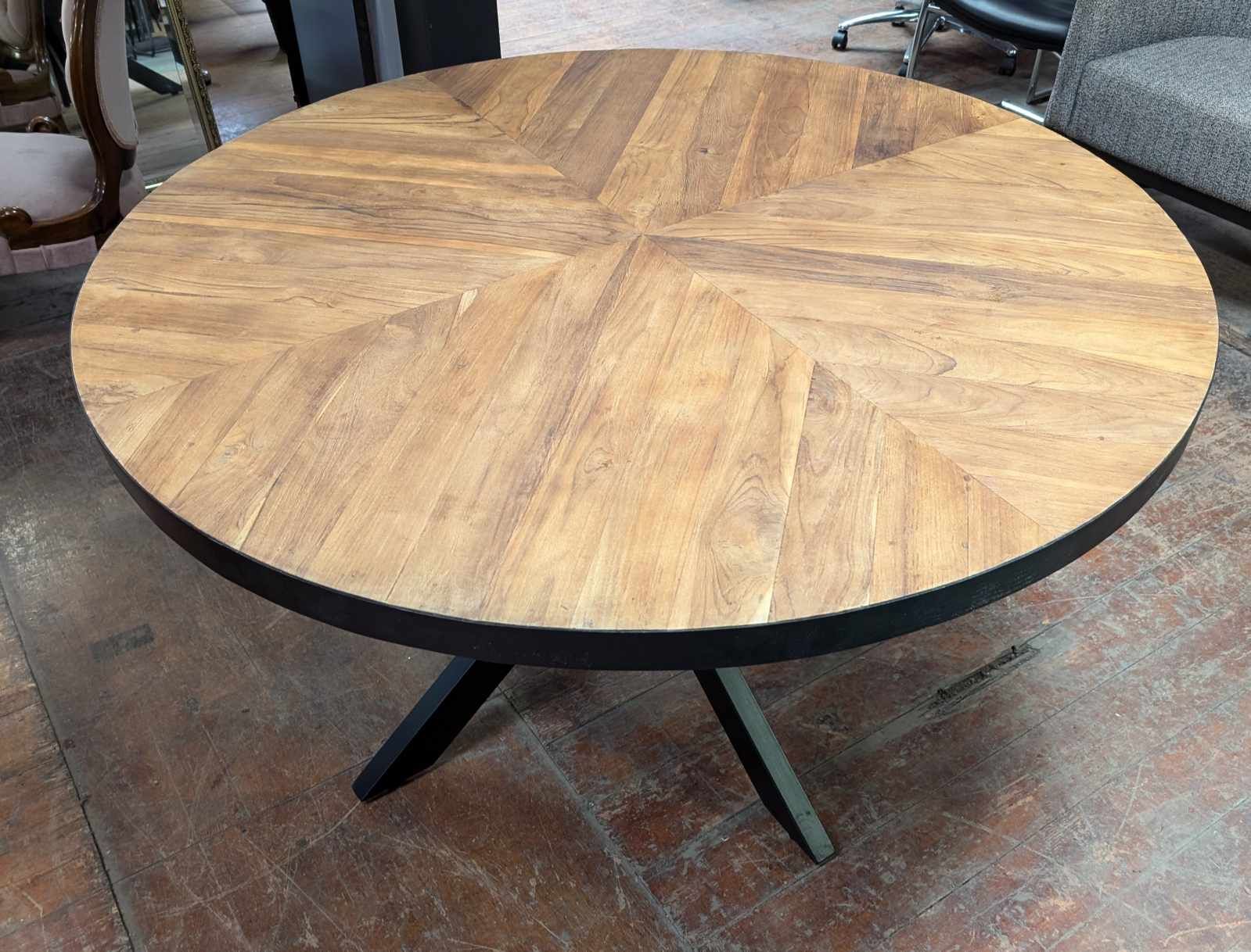 Oban Round Dining Table with Double-Cross Steel Base – Browsers Emporium