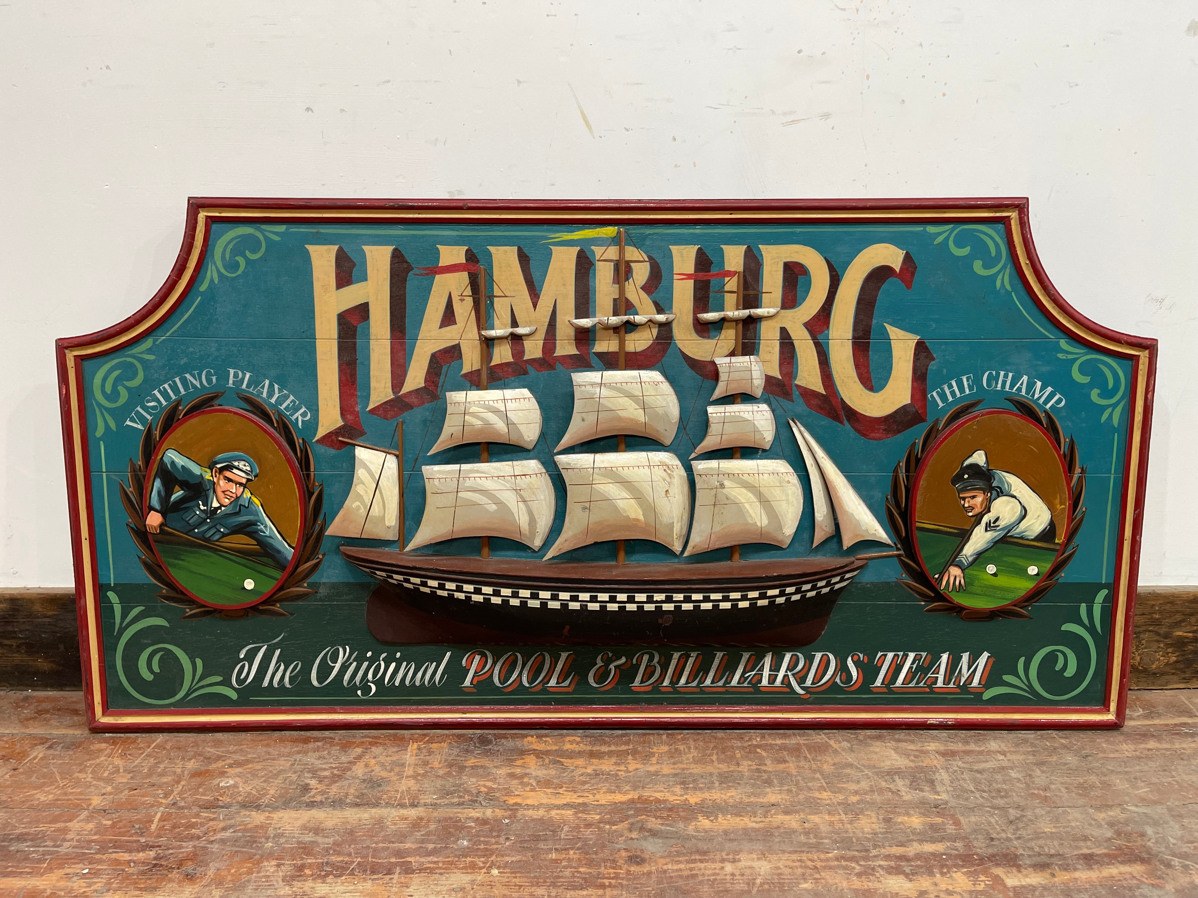 Vintage hand painted Hamburg boat / ship pub sign – Browsers Emporium